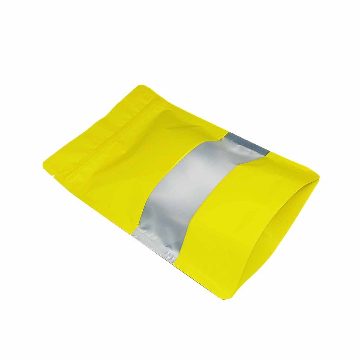 Stand Up Pouch with zip lock & window | Matte Yellow Metallized ...